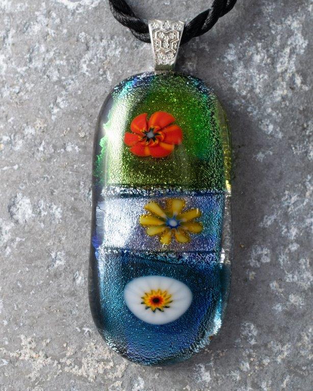 Dichroic fused glass pendant