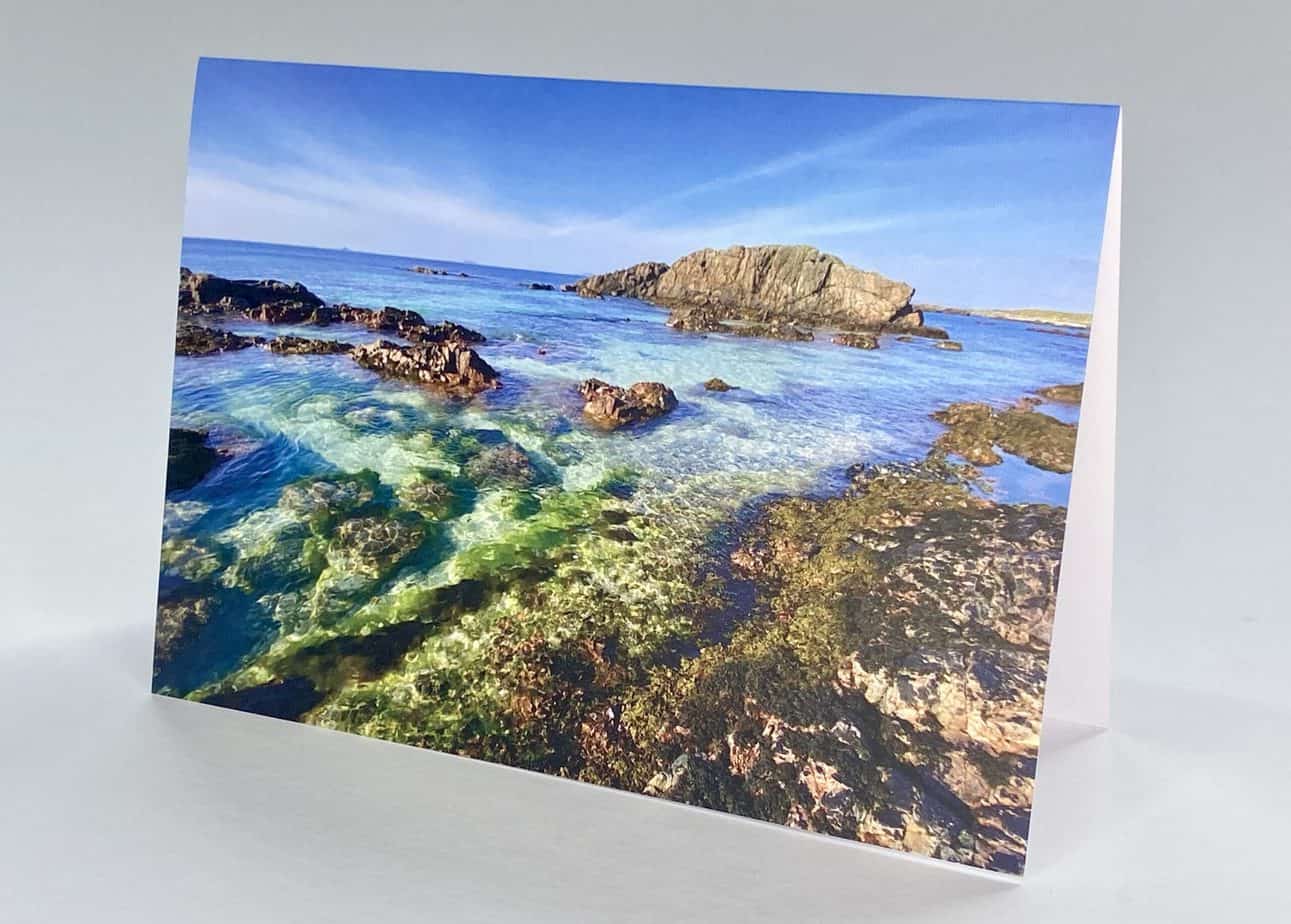 Hoodie crow rock, Iona. Card with envelope - Scottish Island Gifts