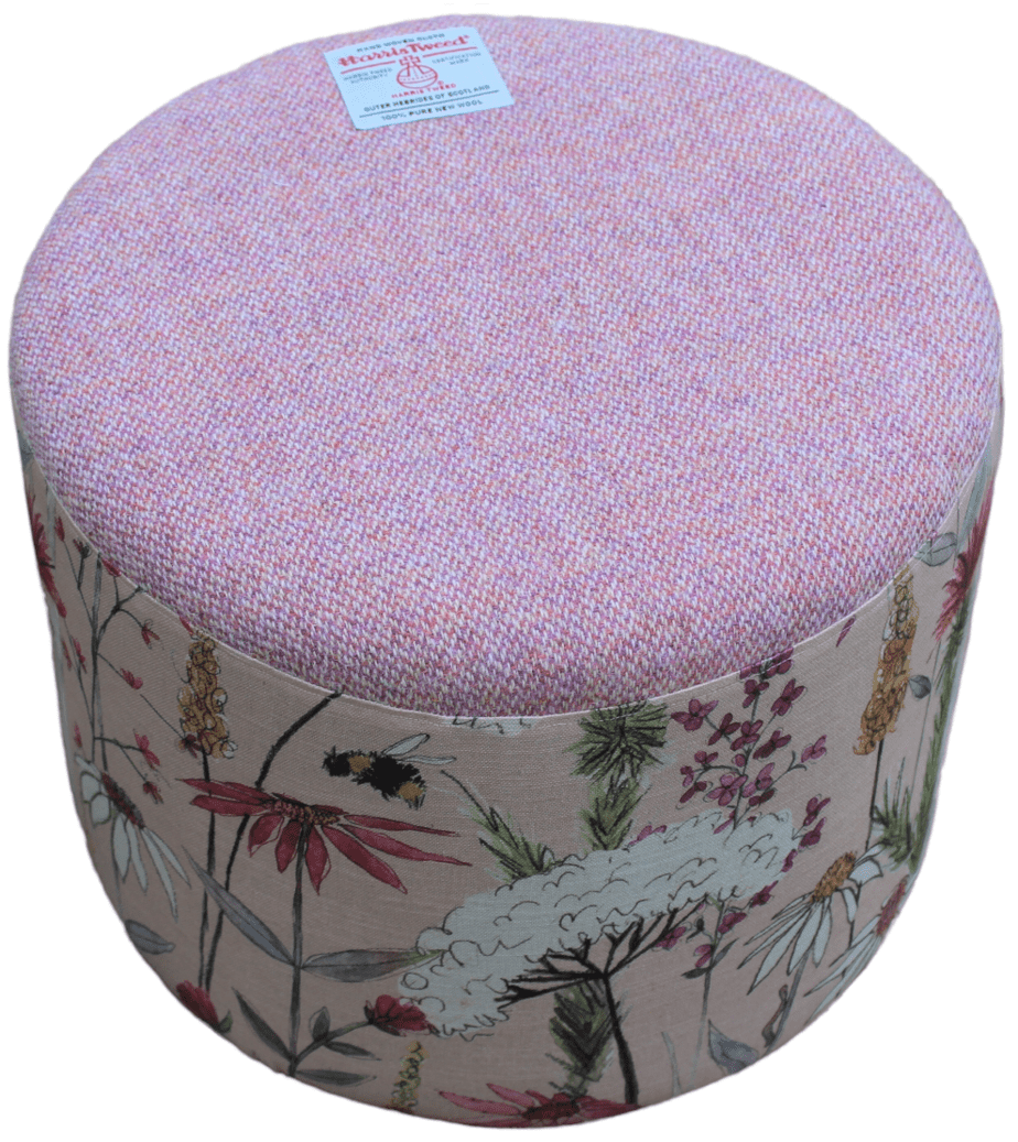 Pink Harris Tweed and Voyage Hermoine Blush Bee Pouffe Footstool ...