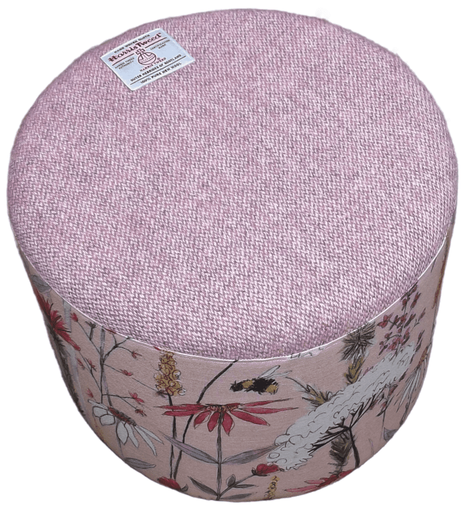 Pink Harris Tweed and Voyage Hermoine Blush Bee Pouffe Footstool ...