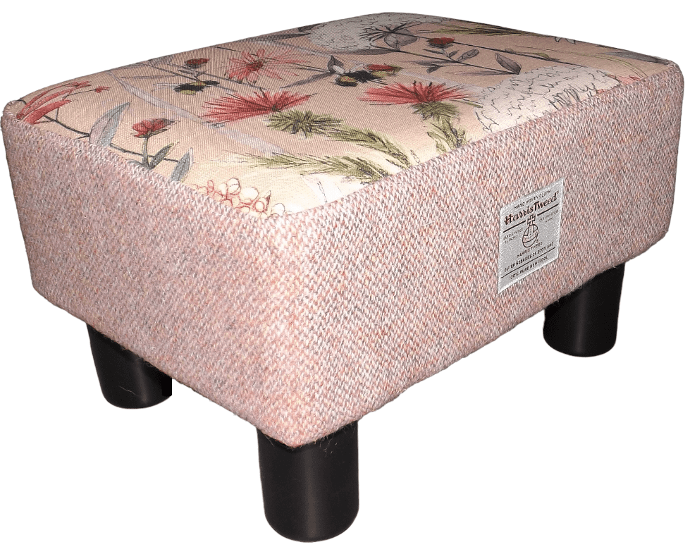 Rectangular Pink Harris Tweed and Voyage Hermoine Blush Bee Footstool ...