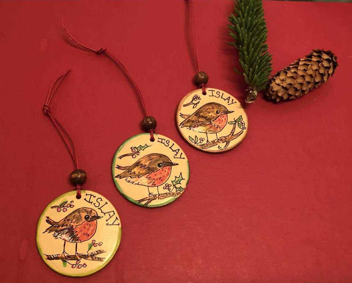 Handmade Genuine Leather Robin Christmas Decorations - Scottish Island ...