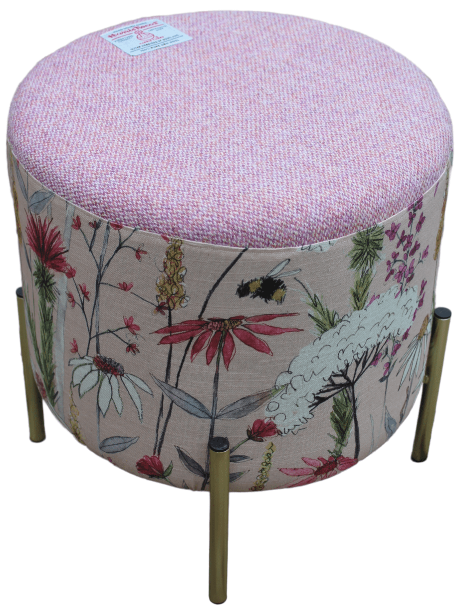 Pink Harris Tweed and Voyage Hermoine Blush Bee Pouffe Footstool ...