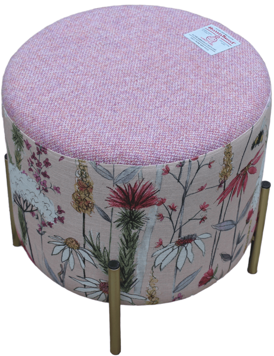 Pink Harris Tweed and Voyage Hermoine Blush Bee Pouffe Footstool ...