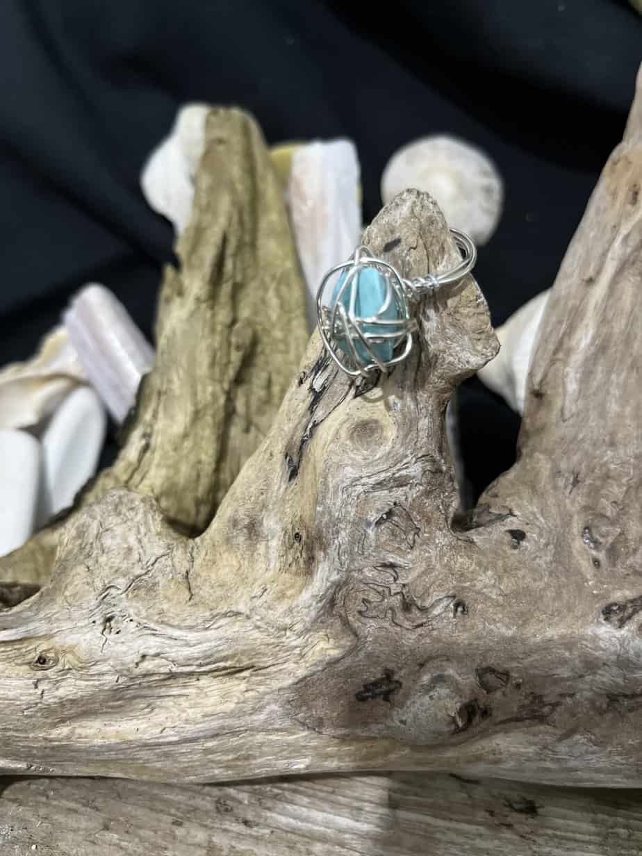 Sea Stone Wire Wrapped Ring - Scottish Island Gifts