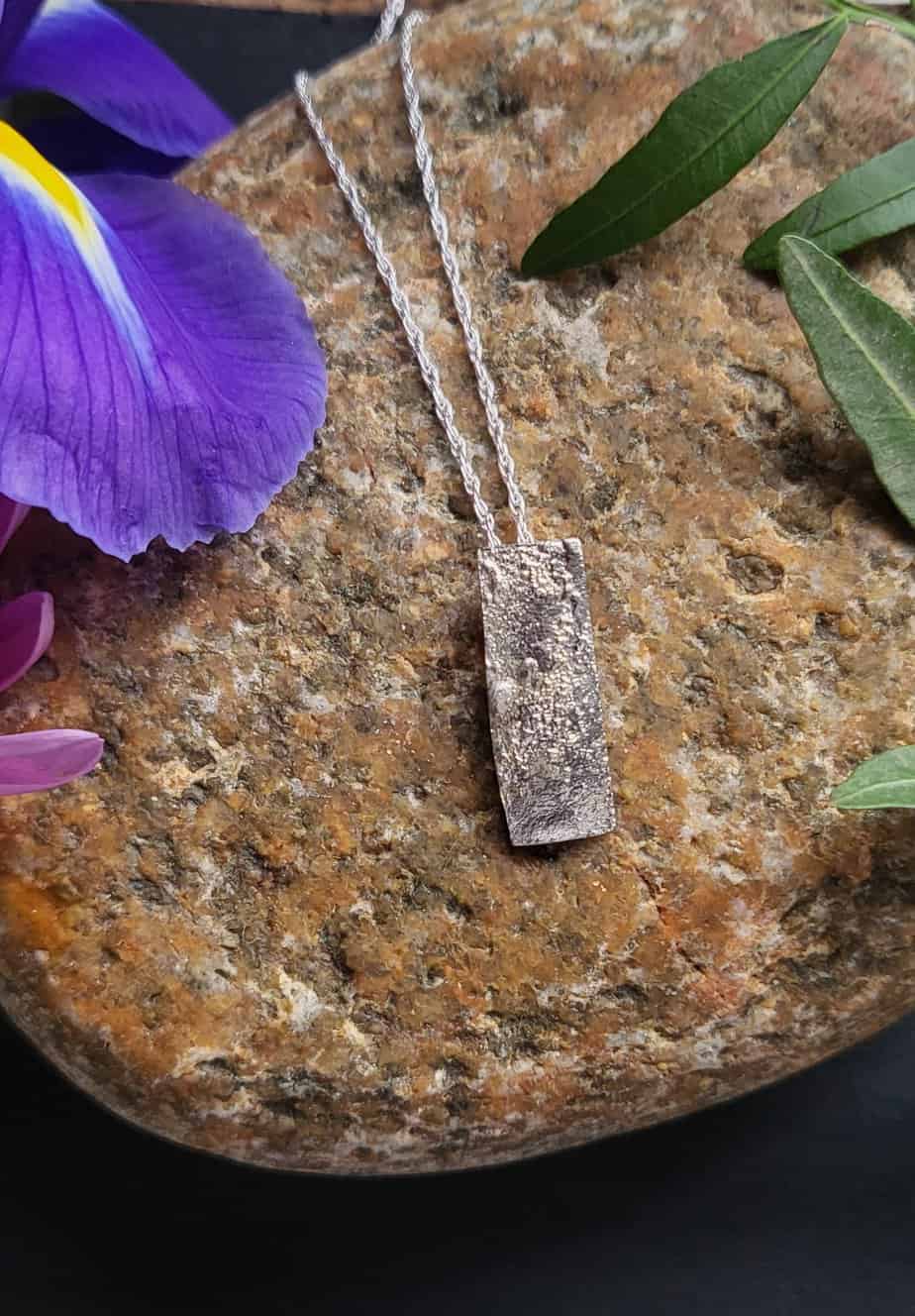 Stone Textured Silver Pendant - Large 'Ready to Ship' - Scottish Island ...