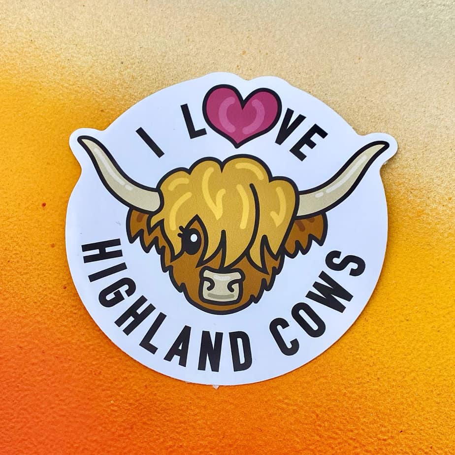 I love Highland cows large sticker - Scottish Island Gifts
