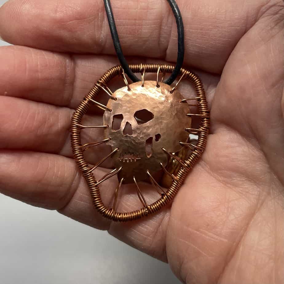 Copper 3D hammered finish Skull Pendant - Scottish Island Gifts