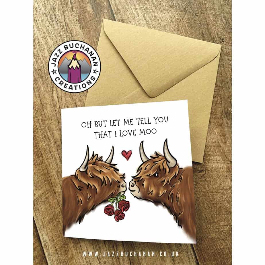 Highland Cow Valentine’s card - Scottish Island Gifts