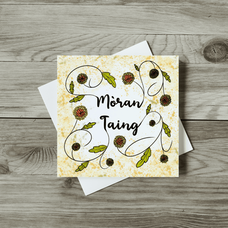 Gaelic Thank You Greeting Card - Mòran Taing - Chrysanthemums ...